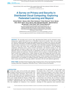 Greenwich Academic Literature Archive - A survey on privacy and security in distributed cloud ...
